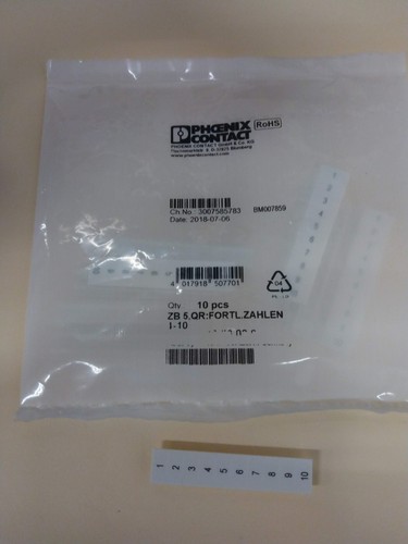Phoenix Contact Terminal Block Markers 1-10, # 1050020, Lot of 10 pcs ...