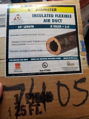 ATCO 6 INCH INSULATED FLEXIBLE DUCT CLASS 1 BOX OF 25 FEET UL | eBay