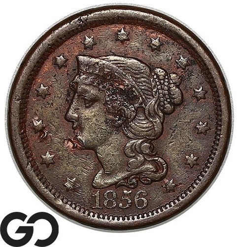 1856 Large Cent, Braided Hair, Slanted 5 | eBay