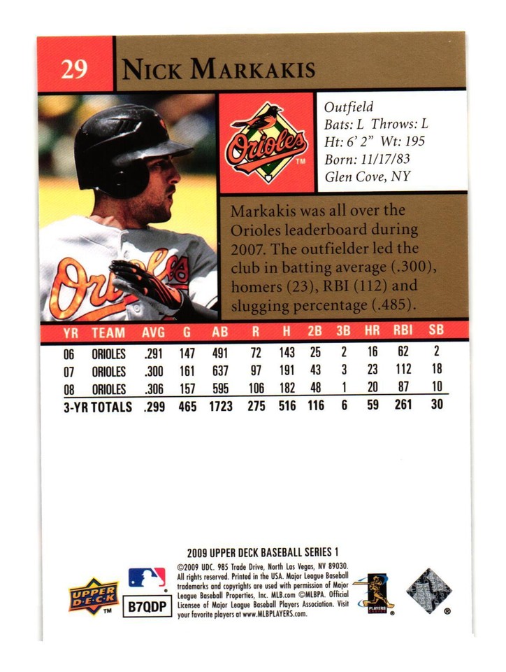 2009 Upper Deck #29 Nick Markakis Baltimore Orioles | eBay
