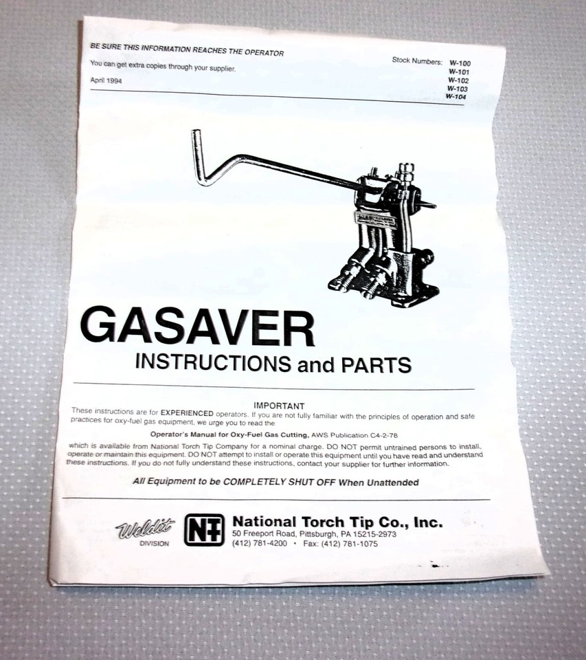 WELDIT TORCH GAS SAVER NEW #W101, MADE IN USA | eBay