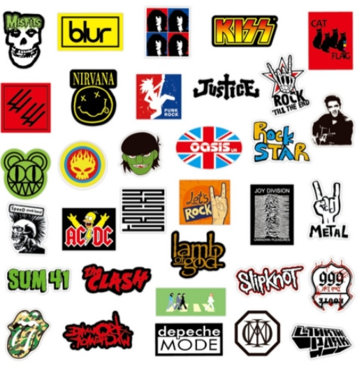 100PCS Punk Rock Stickers Lot, Heavy Metal Band Decals for Laptop ...