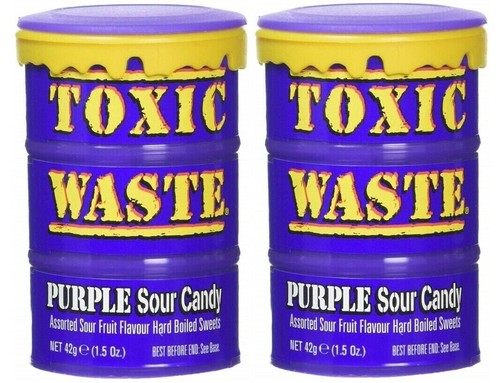 2x Toxic Waste Purple Drum Candy Purple Sour Candy Hard Boiled Sour ...