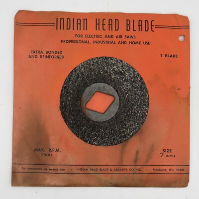 Vintage INDIAN HEAD M-36 7” Metal Cutting Blade Reinforced Aluminum ...