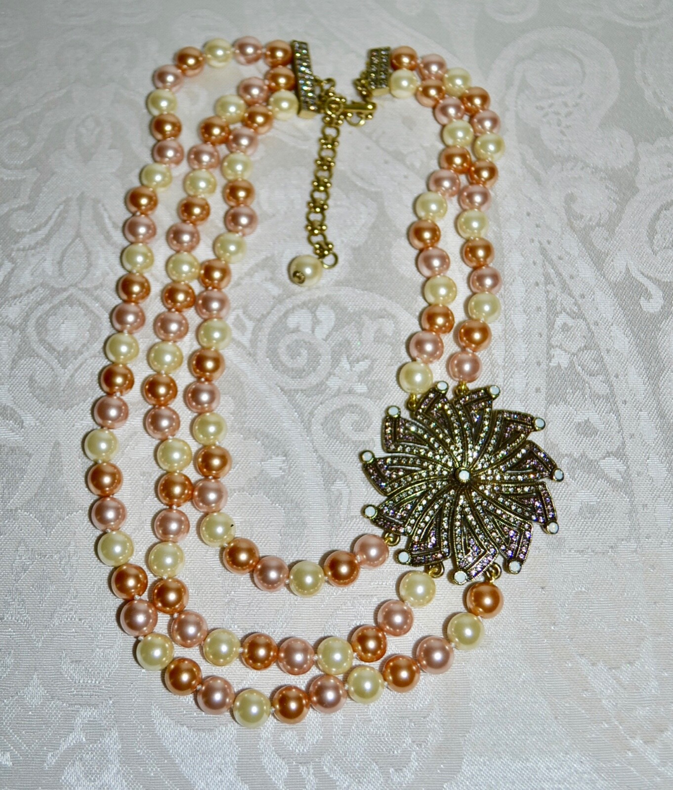 New $430 HEIDI DAUS "Sparkle in Your Eye" Multi Strand Pearl Crystal ...