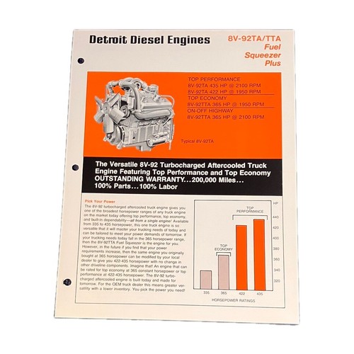 Detroit Diesel Truck Engines Spec Sheet GM 8V92 TA 435hp | eBay