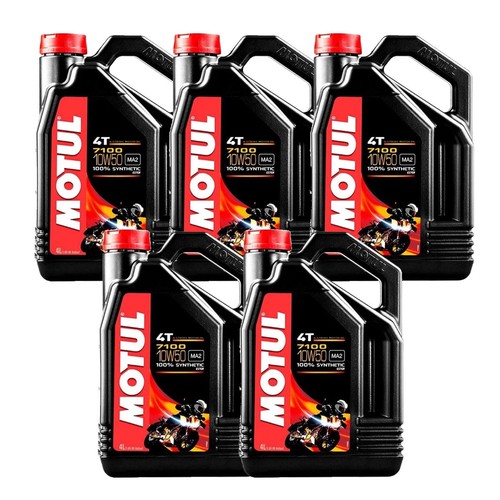 Motul Motor Oil Set (5 x 4 Liters) (10W-50) (7100 4T) (100% Synthetic ...