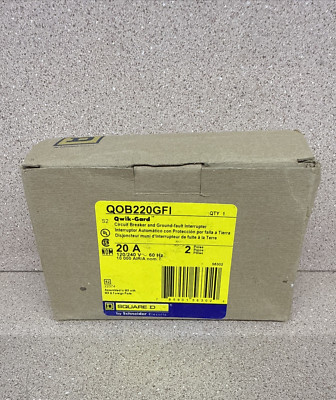 NEW Square D QOB220GFI 20 Amp 20A 10kA 2 Pole 120/240V Circuit Breaker ...