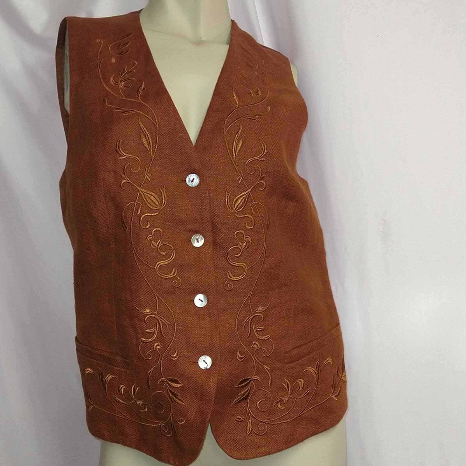 Vintage Jennifer Moore Cinnamon Embroidered Vest - Gem