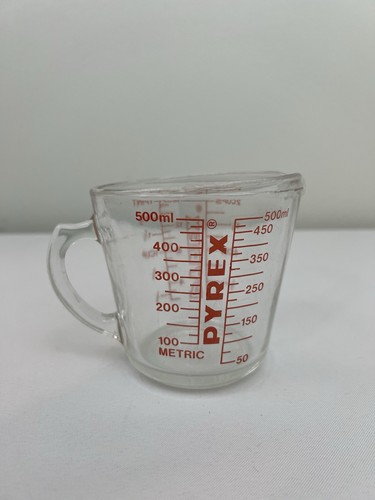 Vintage PYREX D Handle #516 Glass Measuring Cup Red Lettering 16oz/2 ...