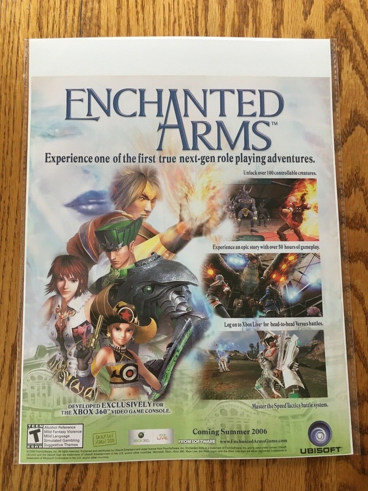 Enchanted Arms Microsoft Xbox 360 2006 Vintage Video Game Poster Ad Art ...