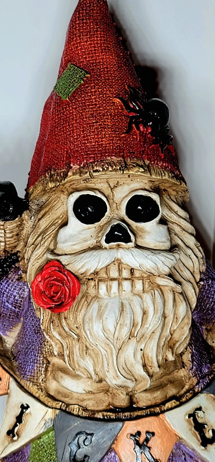 16 inch SKELETON GNOME Couple Male W/Bird & "Wicked" Sign Female W/Cat ...