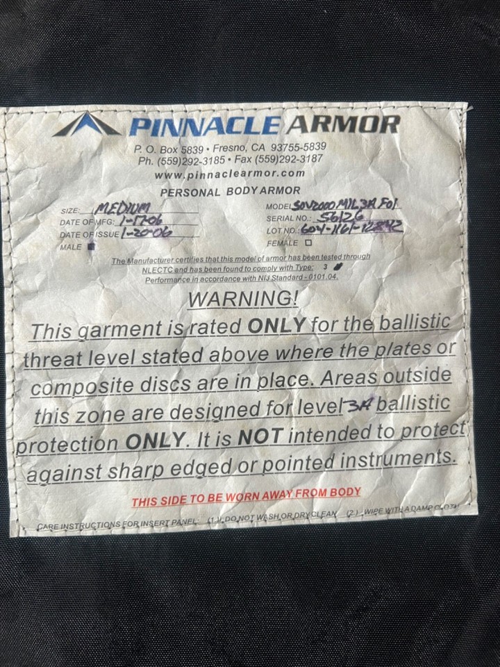 CERAMIC DISCS from PINNACLE ARMOR DRAGON SKIN Level 3 Vest Body Armor ...