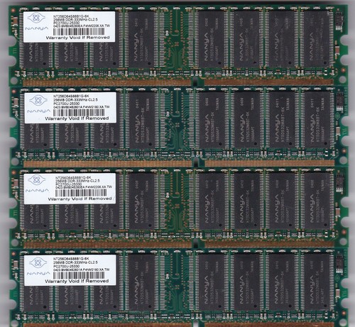 1GB 4x256MB DDR-333 PC-2700 NANYA NT256D64S88B1G-6K DDR1 DESKTOP Ram ...
