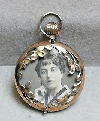 (2379ER) - SOLID SILVER Pocket Watch FOB or PENDANT PICTURE Edelweiss ...