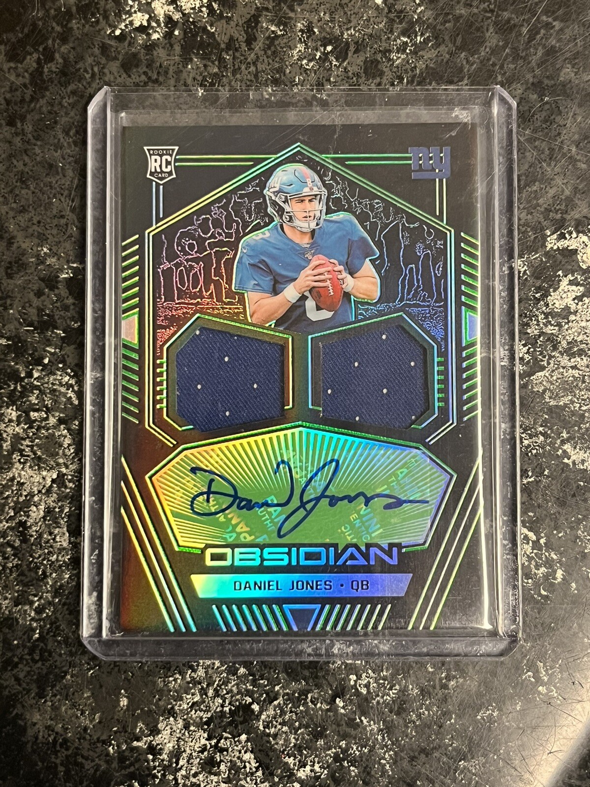2019 Panini Obsidian Daniel Jones #37/50 SP RC AUTO JERSEY Green New ...
