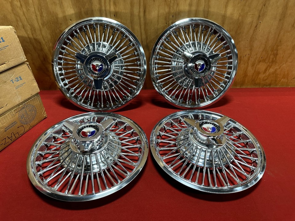 NOS 1964 Ford Galaxie Wire Spoke Spinner Hubcaps C4AZ-1130-A FoMoCo 64 ...