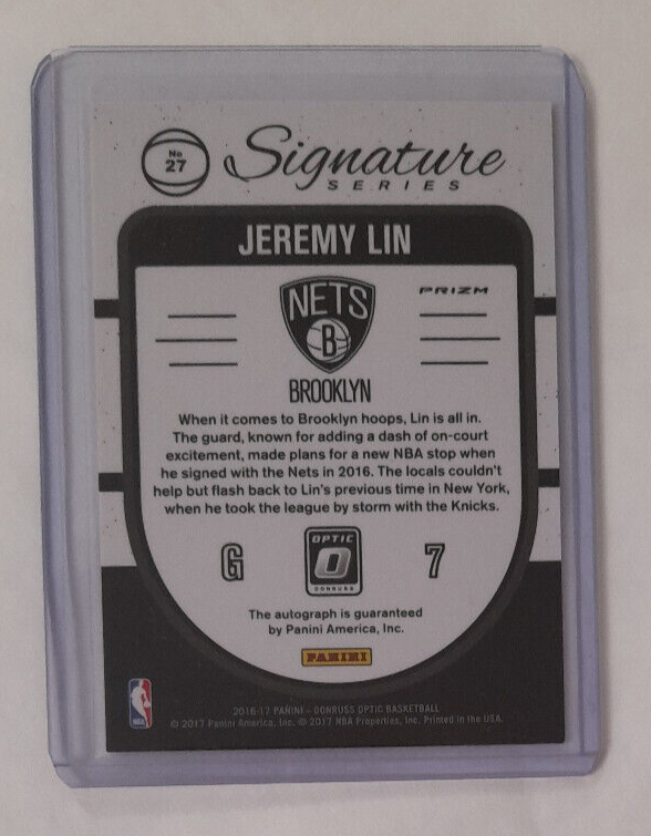 Jeremy Lin 2016-17 Donruss Optic Signature Series #27 Auto Autograph ...
