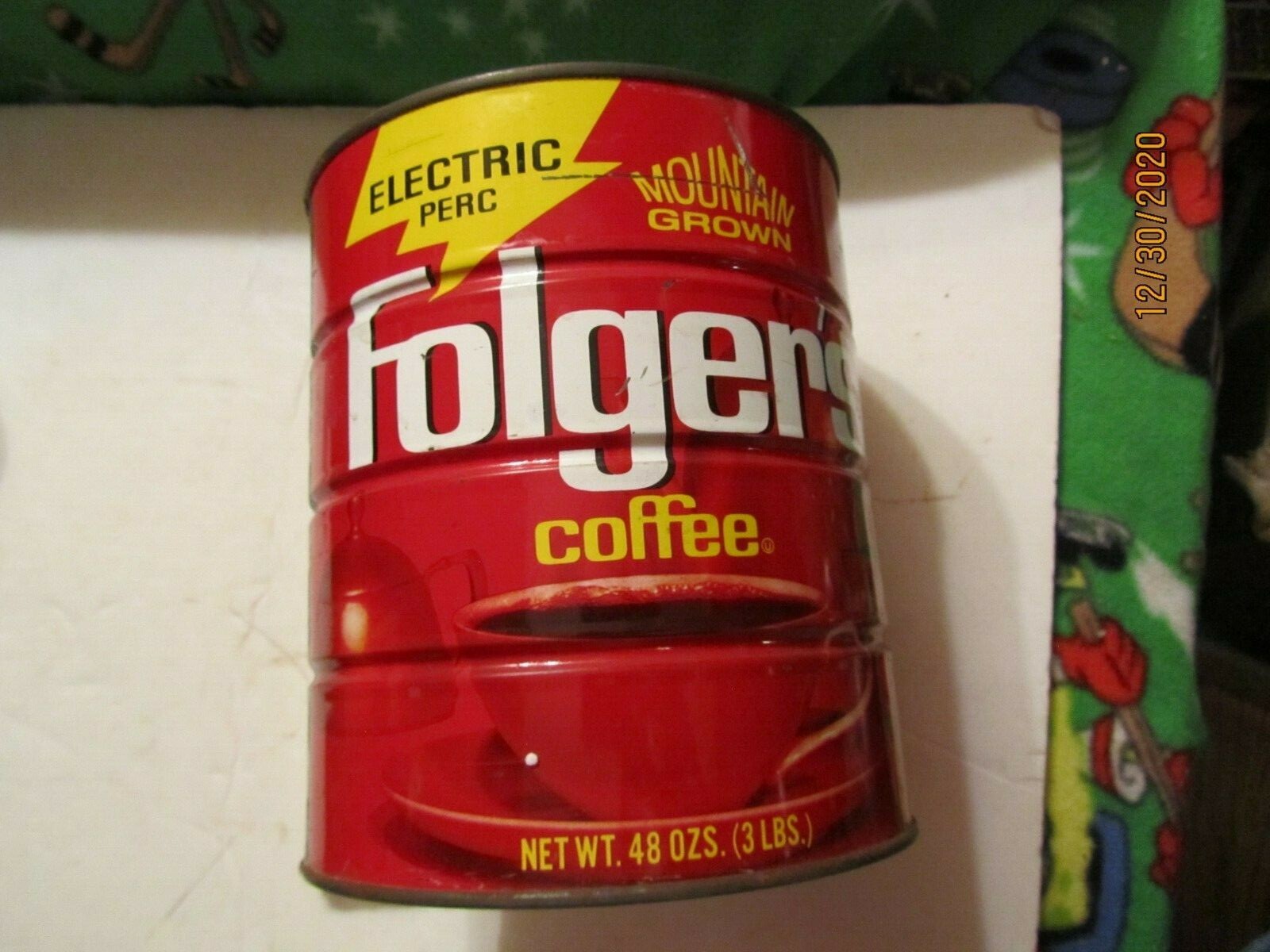 Vintage Folger's Mountain Grown Electric Perk Coffee 3 lb Size Tin Can ...