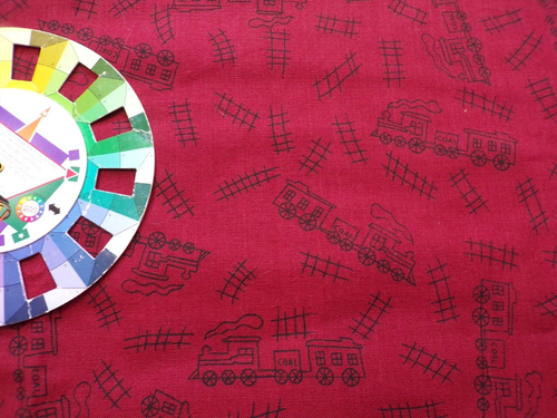 Black on Red Children's Train Drawing 44" x 1 yd | eBay