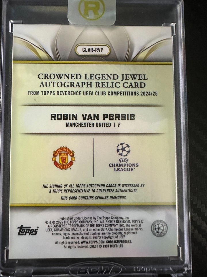 2024-25 Topps Reverence Crowned Legend Jewel Robin Van Persie Auto ...