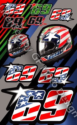 Nicky Hayden 69 USA Decals 10 Stickers Set MotoGP Kentucky Kid ...