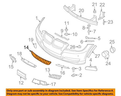 BMW OEM 09-12 328i Front Bumper Grille Grill-Screen 51117198906 | eBay