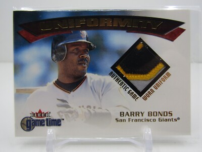BARRY BONDS 2001 FLEER GAME TIME UNIFORMITY GAME-WORN UNIFORM PATCH ...