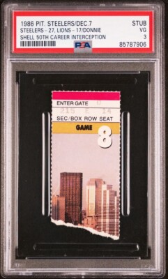 Donne Shell 50th Interception Ticket Stub 12/7/86 Steelers Lions POP 1 ...