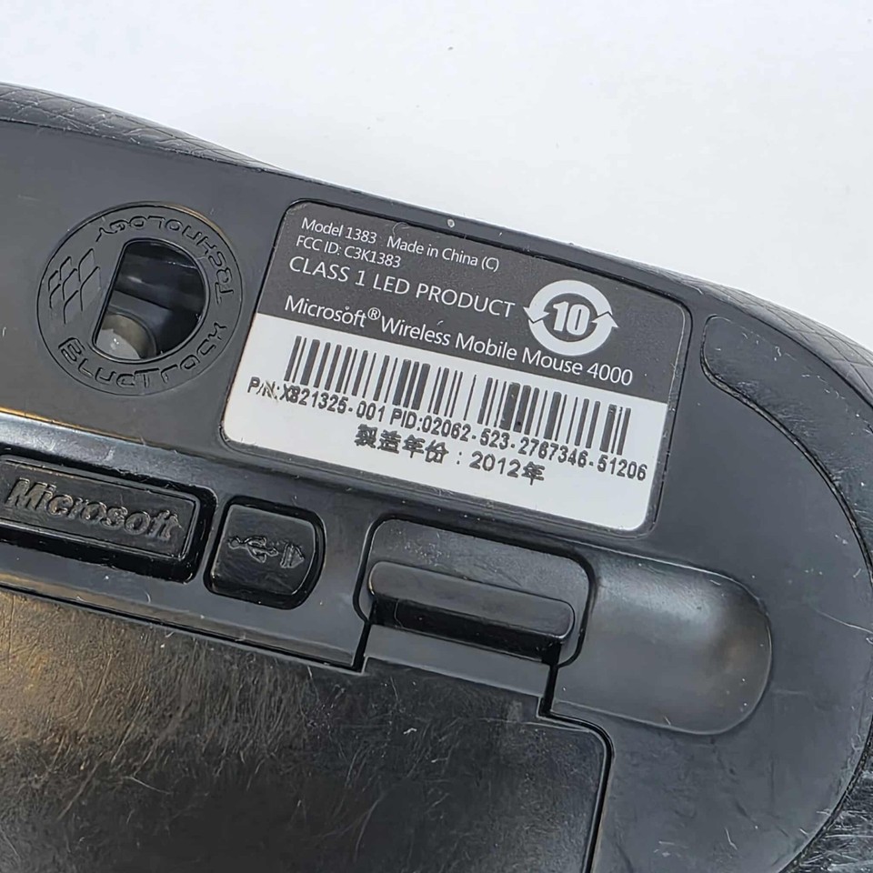 Microsoft Wireless Graphite Mobile Mouse 4000 Black Nonslip Grip #1383 ...