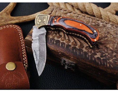 Custom Handmade Damascus Steel FOLDING blade POCKET Knife Lock-back ...