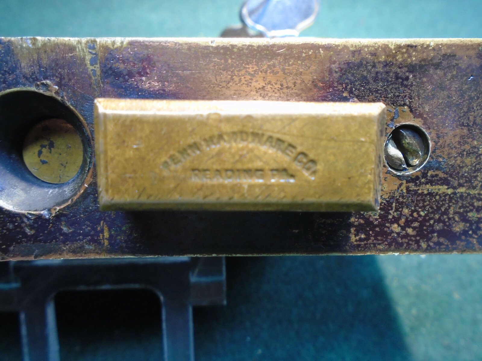 PENN #9700 ENTRY MORTISE LOCK w/KEYS - 3" BS, 9 1/8" JAPANNED FACE ...