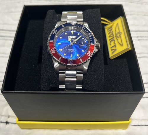 NWT Invicta Pro Diver 40mm Blue Dial Pepsi Bezel Men's Steel Watch ...