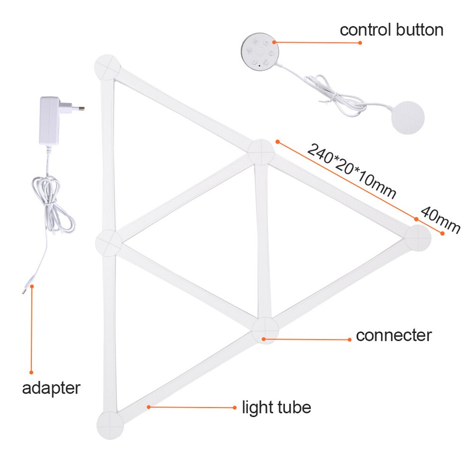 9PCS RGB Wall Splicing Lights APP Smart Control Dimmable LED Gaming ...