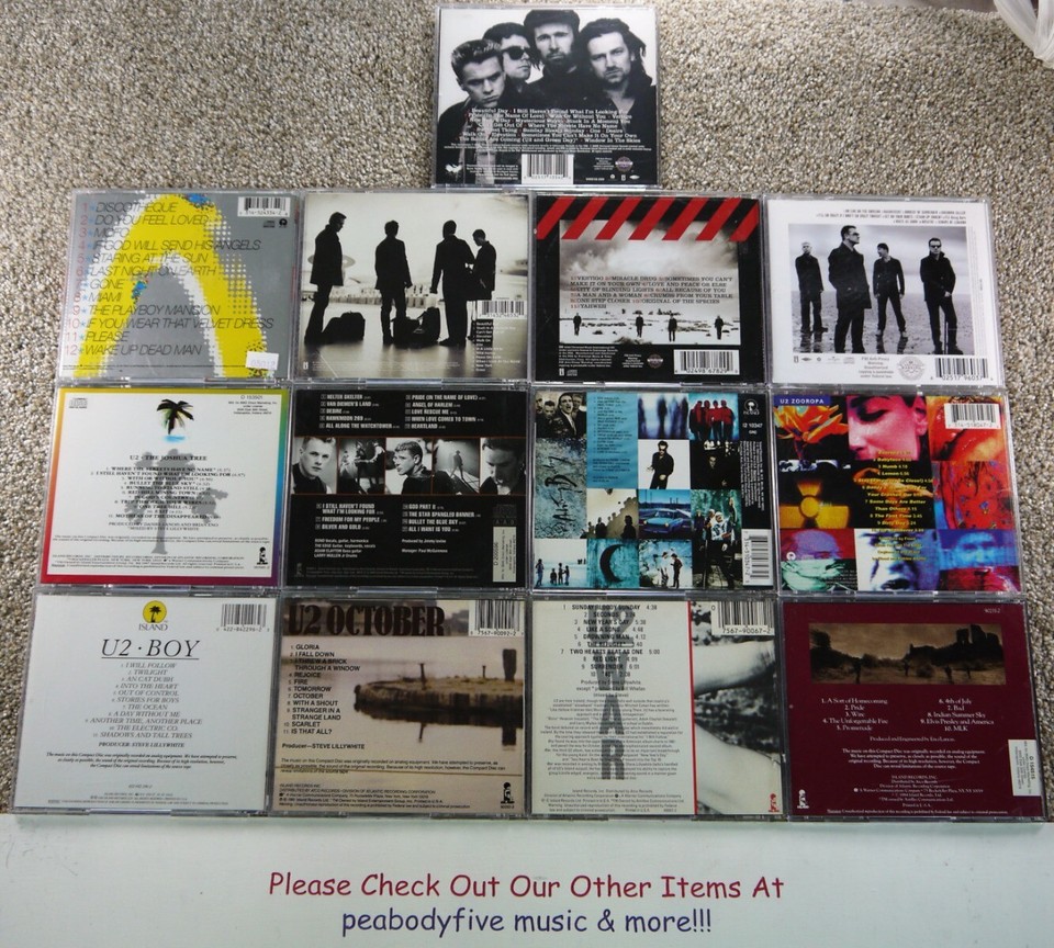 HUGE LOT Of 13 U2 CD's - First 12 Studio Albums + U2-18 Singles "C ...