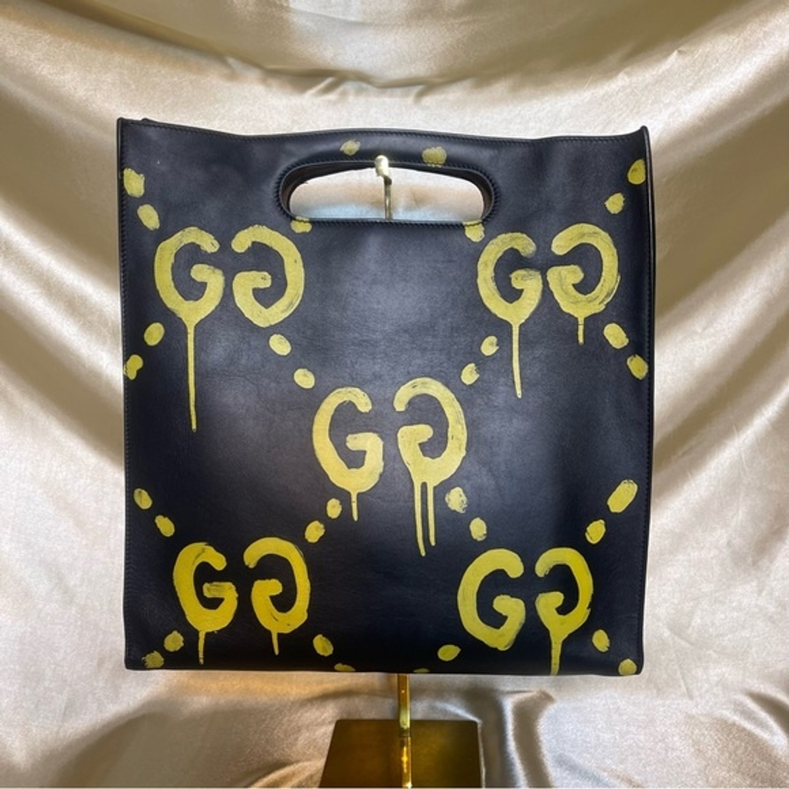 Gucci ghost Real Gucci black and yellow leather shoppers tote crossbody ...