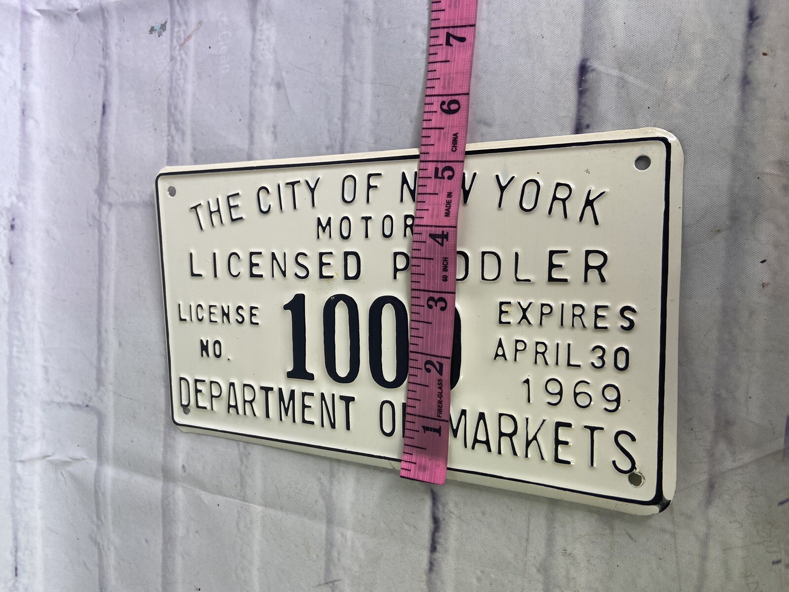 Vintage 1969 New York City Motor Licensed Peddler License Plate White ...