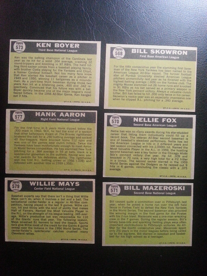 1961 Topps baseball VG-EX Set Break RARE HIGH NUMBER #577 Hank Aaron AS ...
