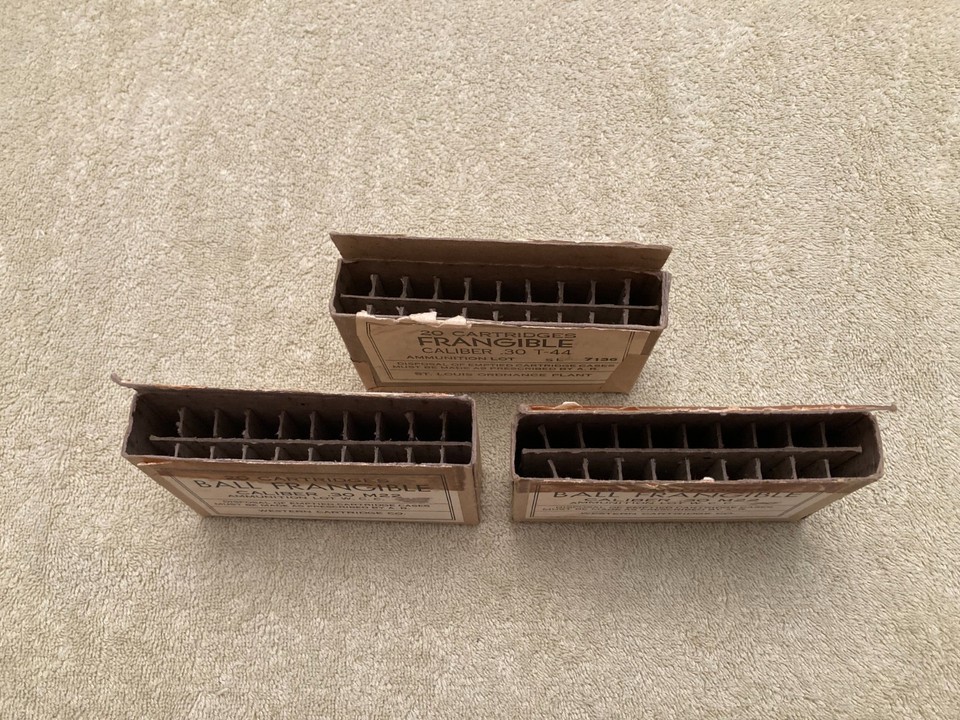 (3) EMPTY, CAL. 30 M22 AND T-44 WWII FRANGIBLE CARDBOARD AMMO BOXES. | eBay