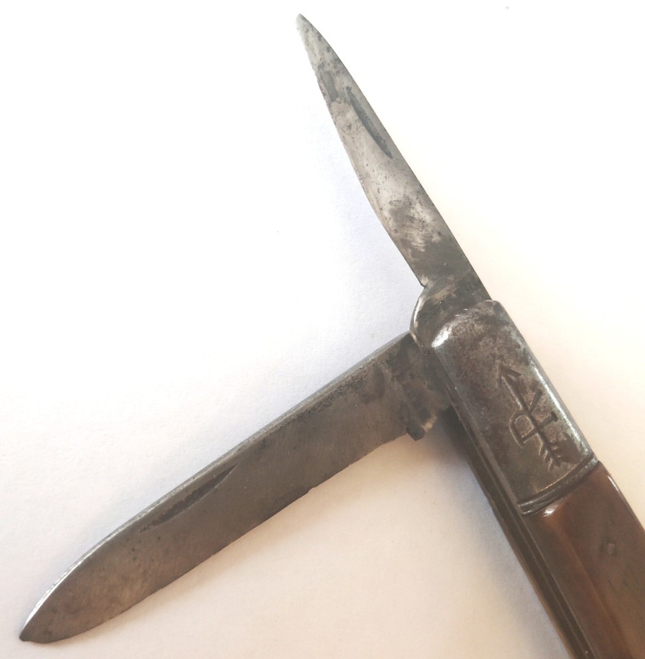 Antique RUSSELL bone-handle 2-blade BARLOW KNIFE pocket folding knife ...