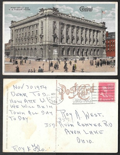 1954 Ohio Postcard - Cleveland - Post Office and U.S. Custom House | eBay