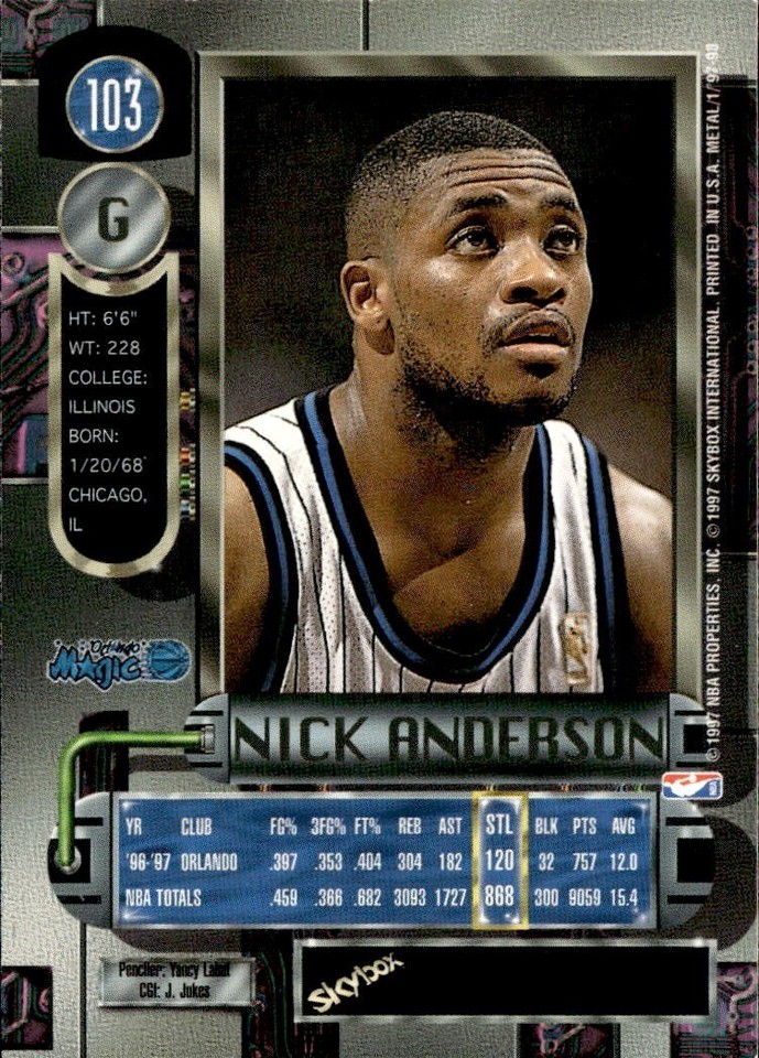 1997-98 Metal Universe #103 - Nick Anderson | eBay