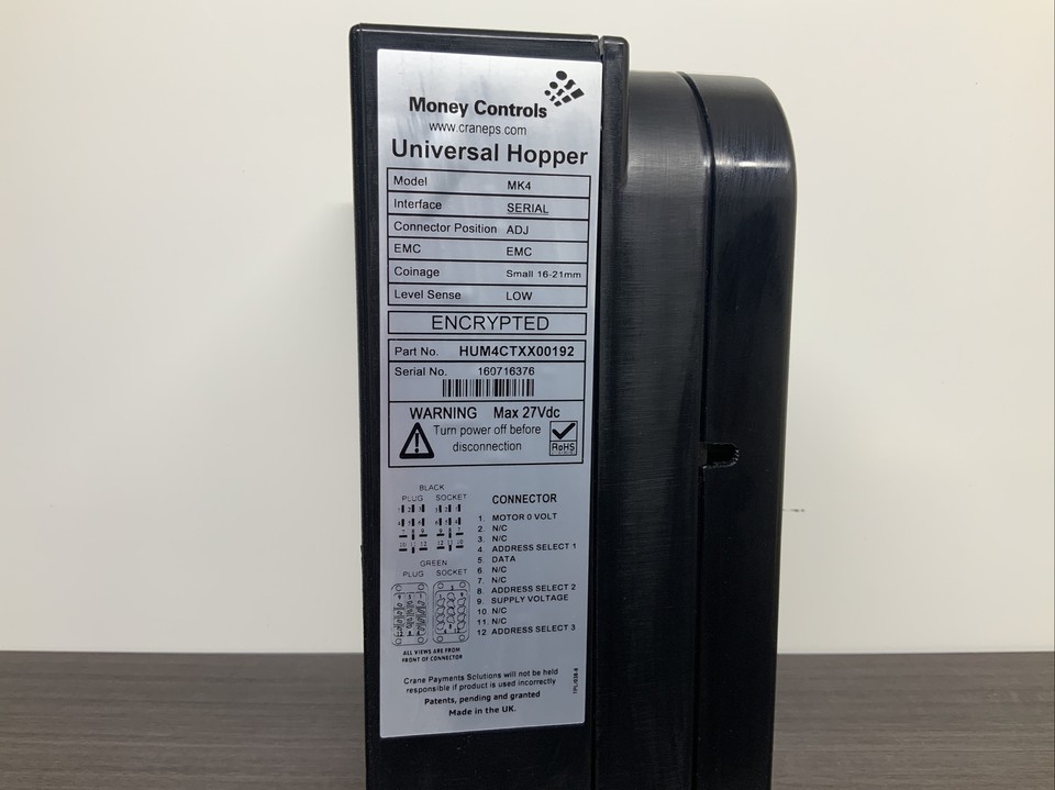 Money Controls MK4 Universal Coin Hopper HUM4CTXX00192 | eBay