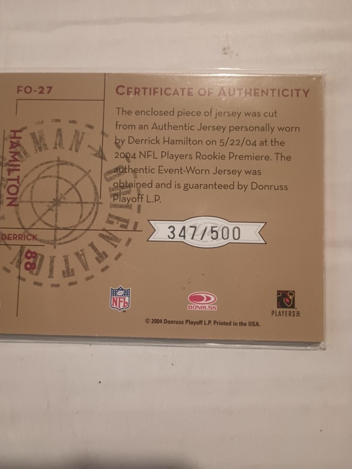 2004 Leaf Rookies & Stars /500 Derrick Hamilton #FO-27 Rookie RC | eBay