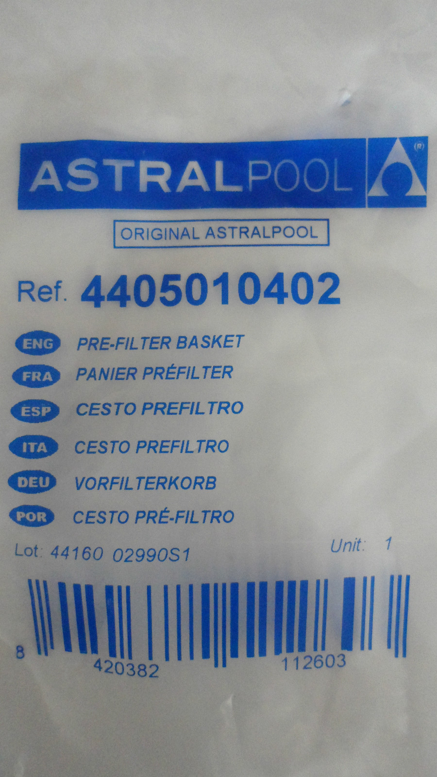ASTRAL SWIMMING POOL PUMP PRE-STRAINER BASKET 4405010402 | eBay UK