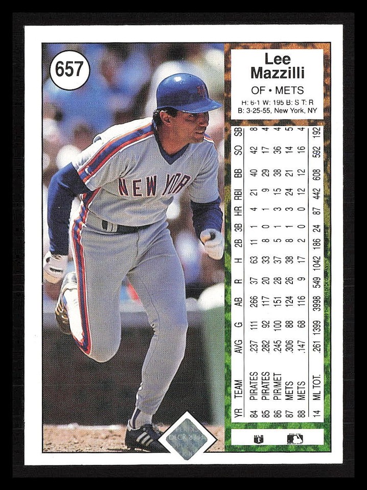 Lee Mazzilli 1989 Upper Deck #657 New York Mets | eBay