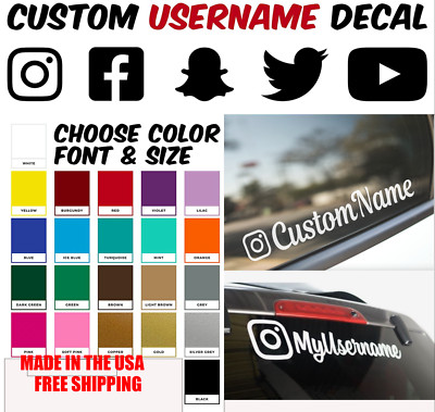 Custom Instagram Username Decal Vinyl Sticker Car Bumper Window | eBay