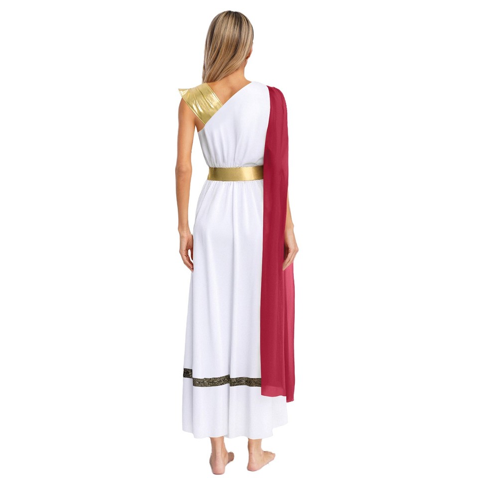 US~ Women's Roman Greek Costume Ancient Toga Robe Gown Halloween Fancy ...
