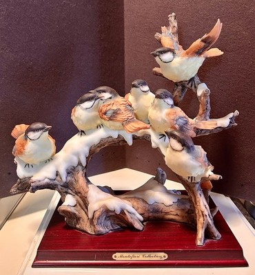 Montefiori Collection Italy Sparrows Birds On Snowy Branch Art Figurine ...