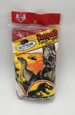 Jurassic Park Fruit of the Loom FunPals 3 Pack Boys Briefs SIZE 2 - 90s ...